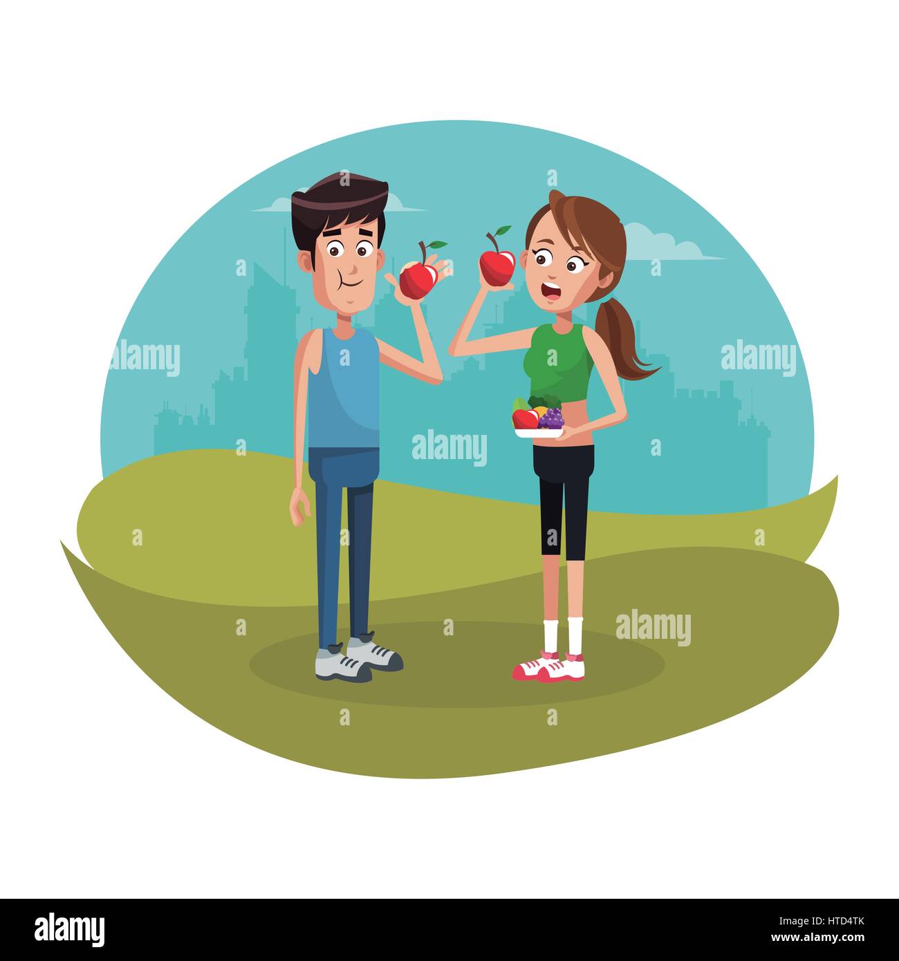 Diet couple eating Stock Vector Images - Alamy