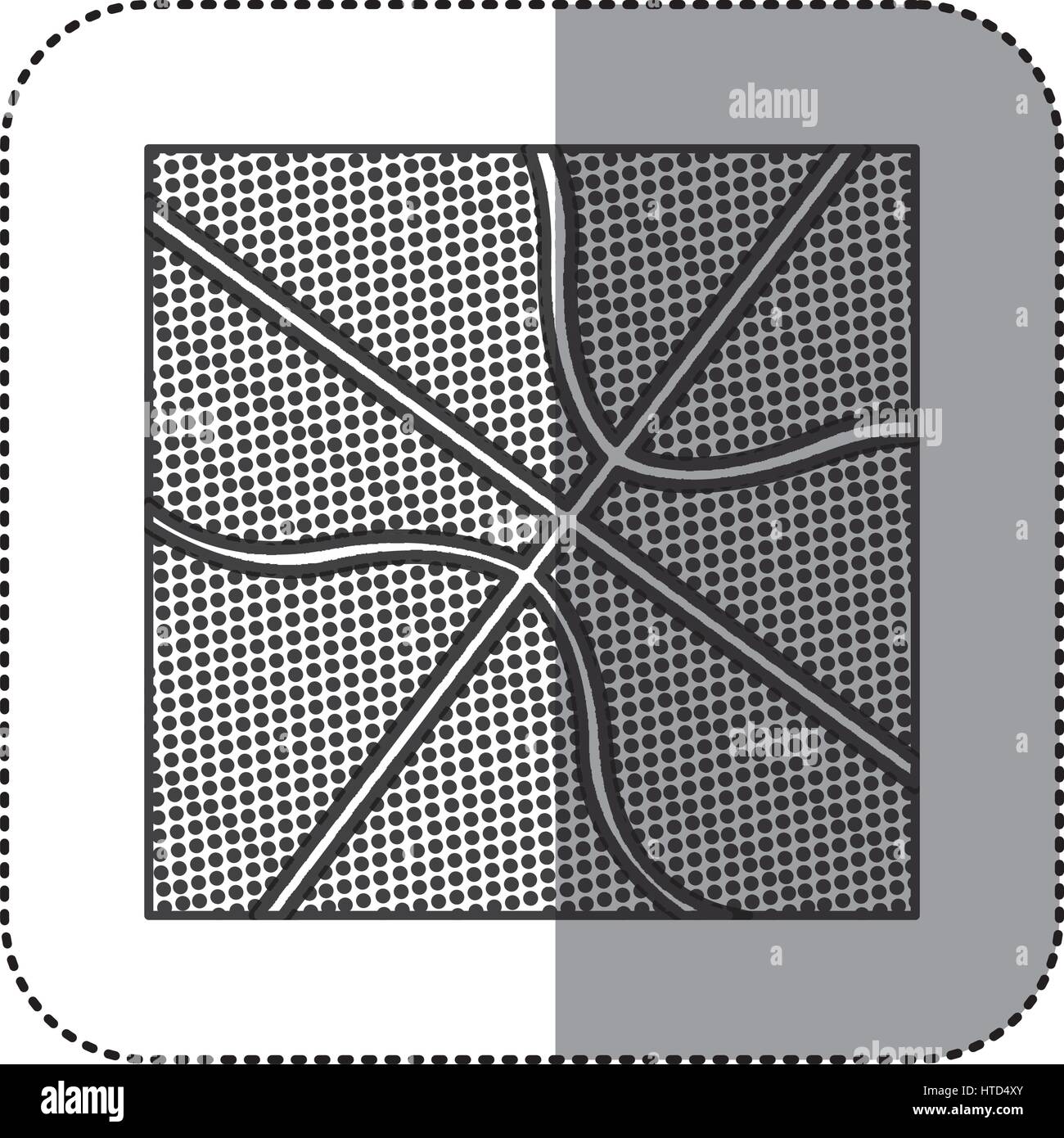 square sticker in grayscale background with basketball ball texture ...
