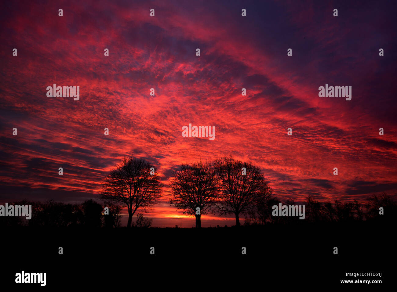 The sunrise over Bingham, Nottinghamshire, as mild weather continues ...