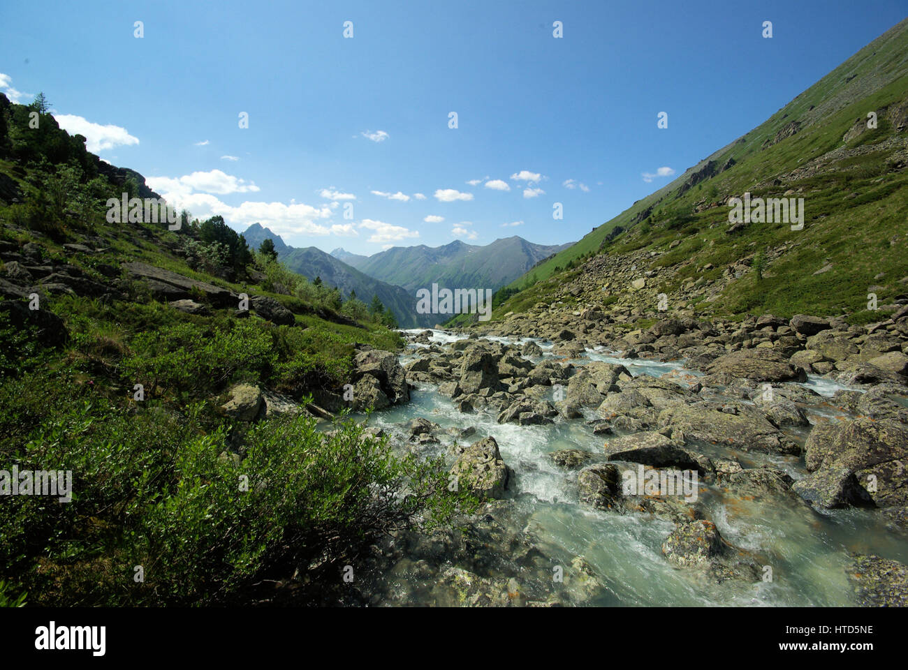 The mountain river in the mountains. Current through the gorge the ...