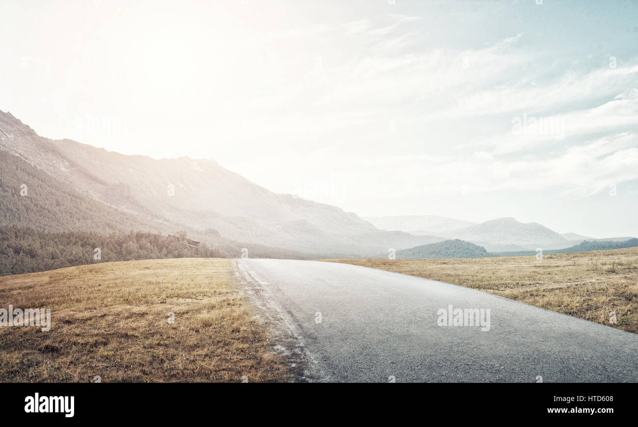 Natural summer landscape with countryside road to horizon Stock Photo ...