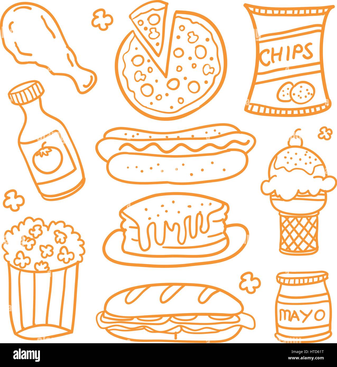 Doodle of fast food set various Stock Vector Image & Art - Alamy