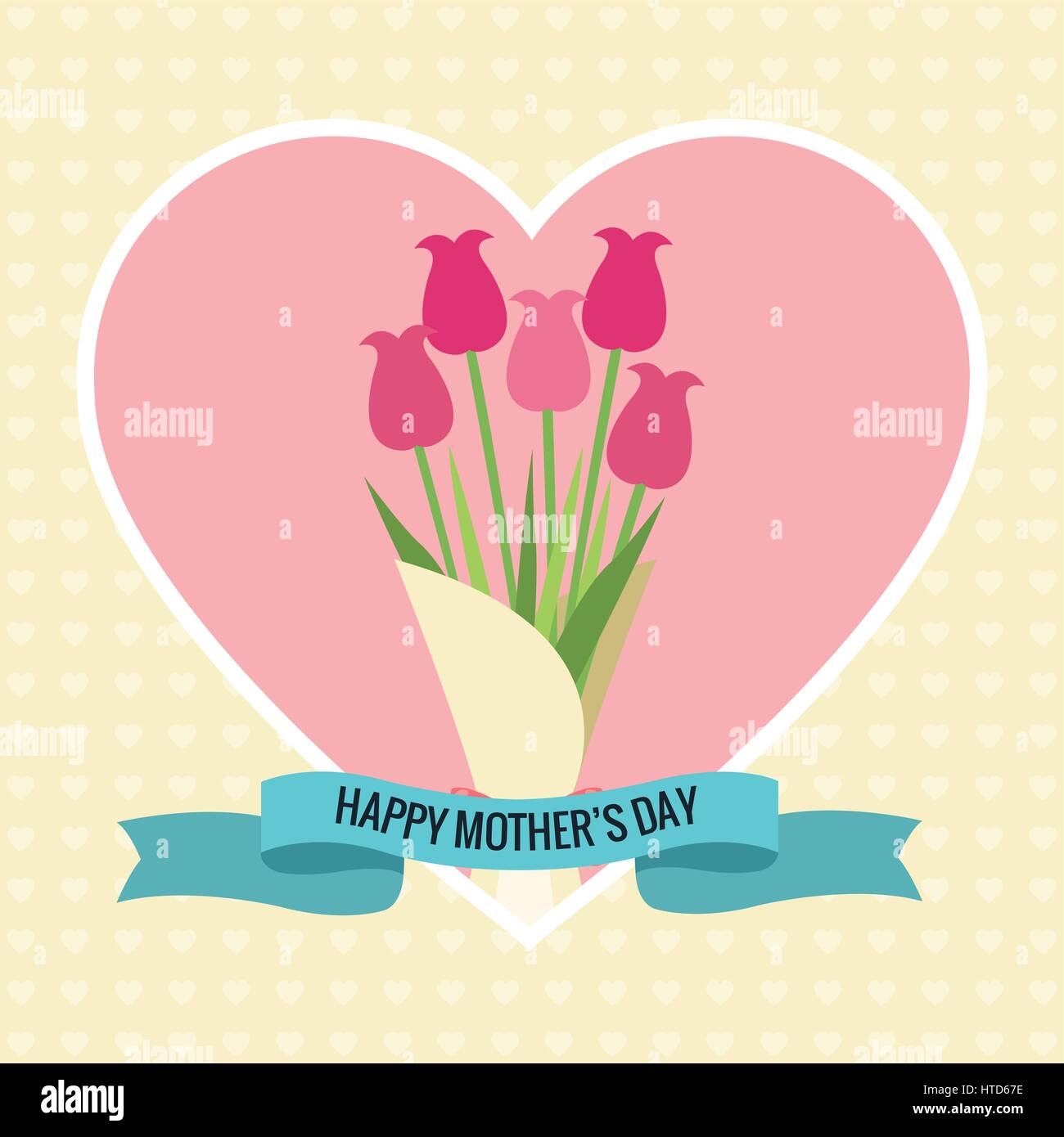 happy mothers day card heart bouquet flowers Stock Vector Image & Art ...