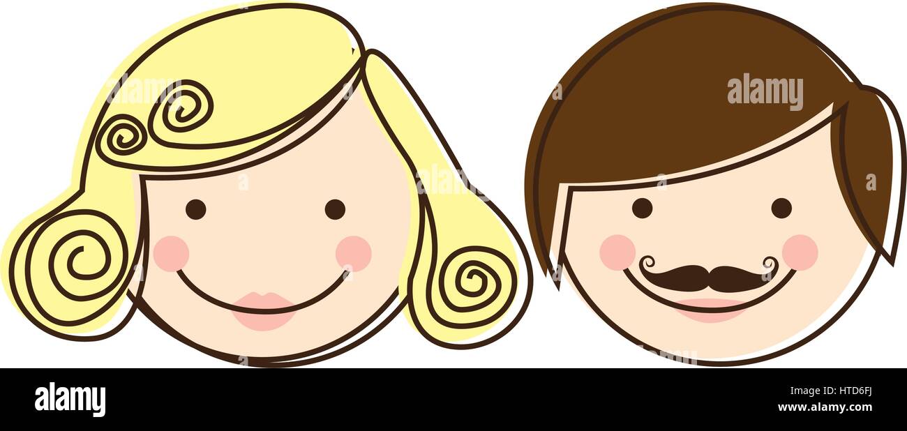 front view colorful silhouette cartoon parent faces Stock Vector Image ...