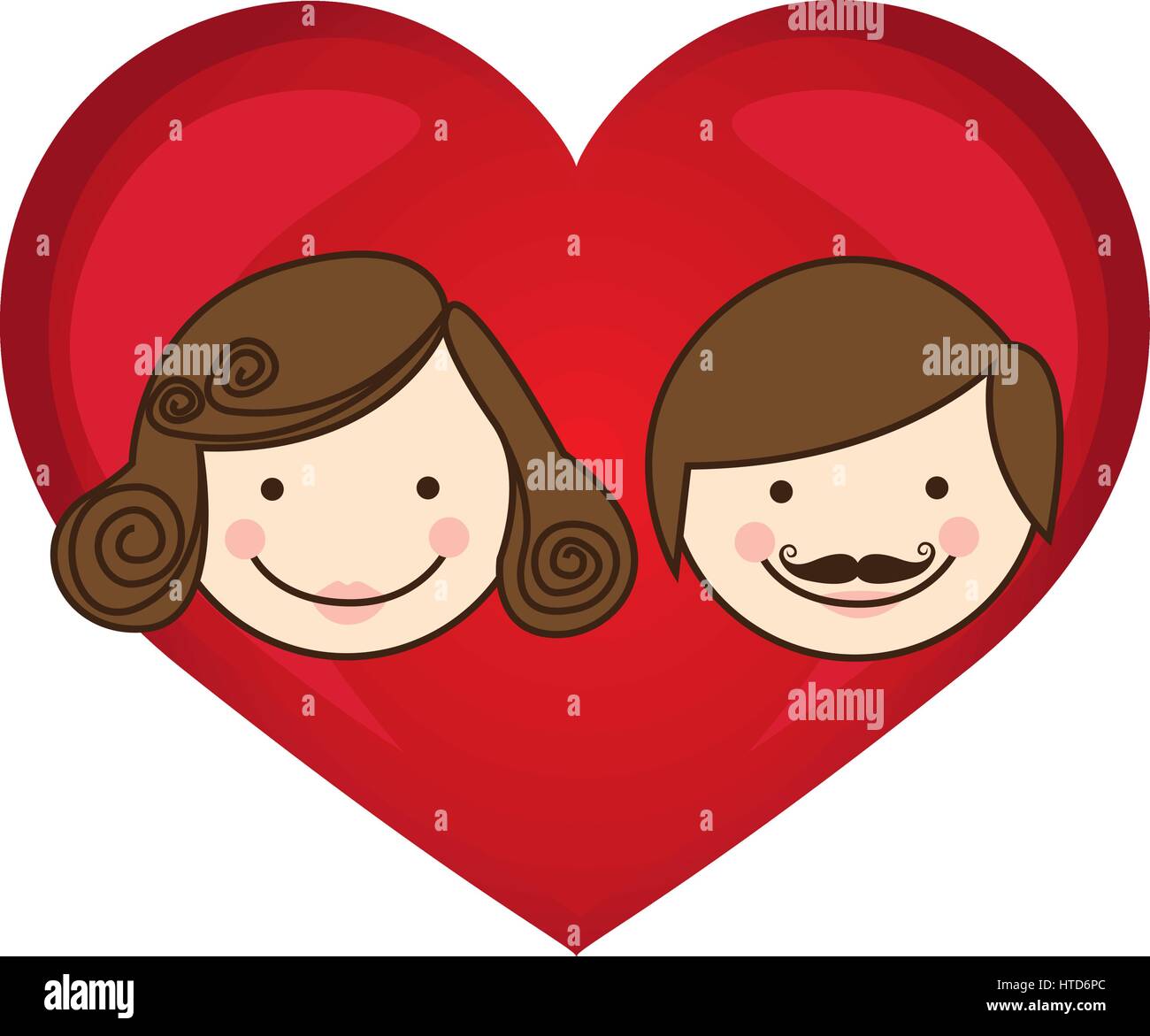 colorful silhouette cartoon heart with parents face Stock Vector Image ...