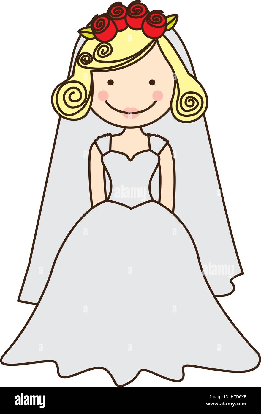 colorful silhouette cartoon bride with costume Stock Vector Image & Art ...