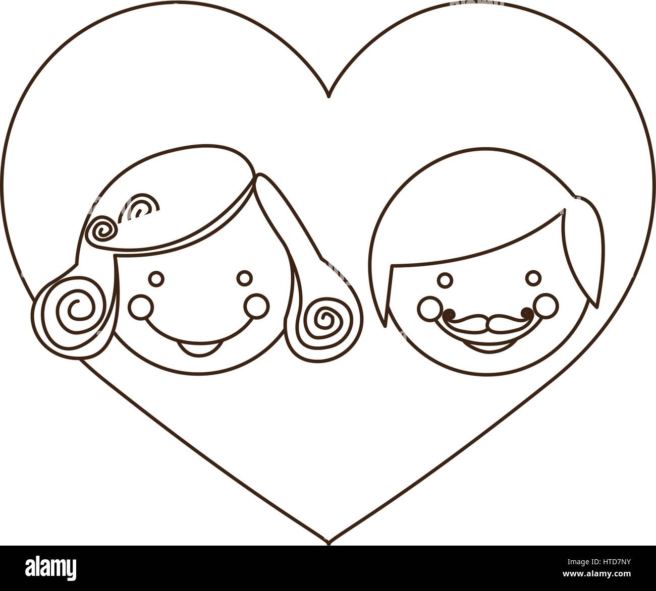 sketch silhouette cartoon heart with parents face Stock Vector Image ...