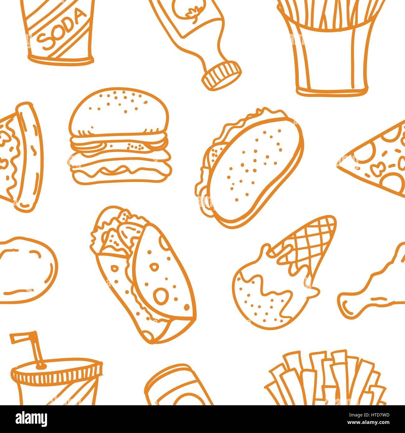 Collection of fast food doodle set Stock Vector Image & Art - Alamy