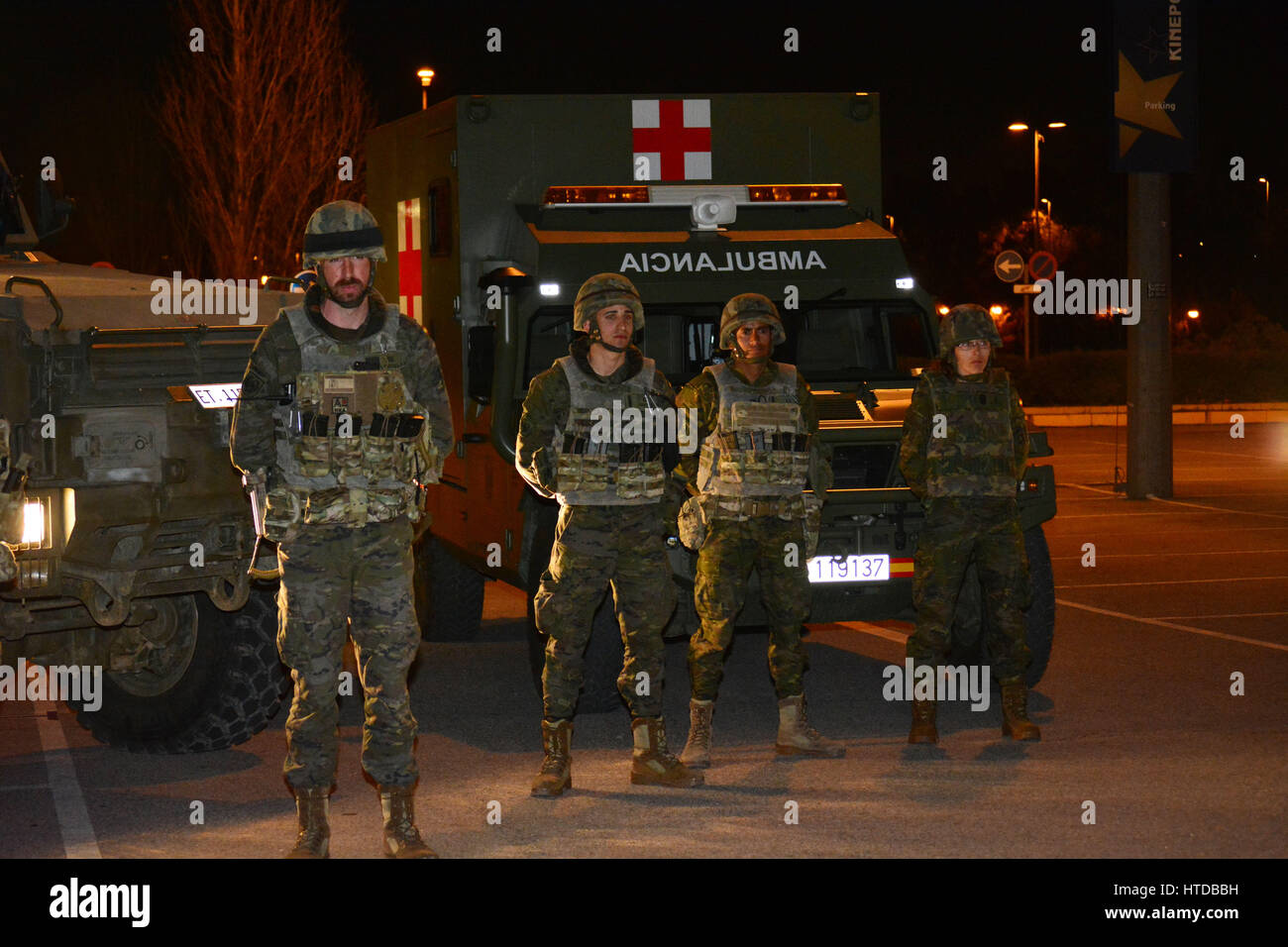 Spanish military guarded tanks during the Premier of the Film. 'Zona ...