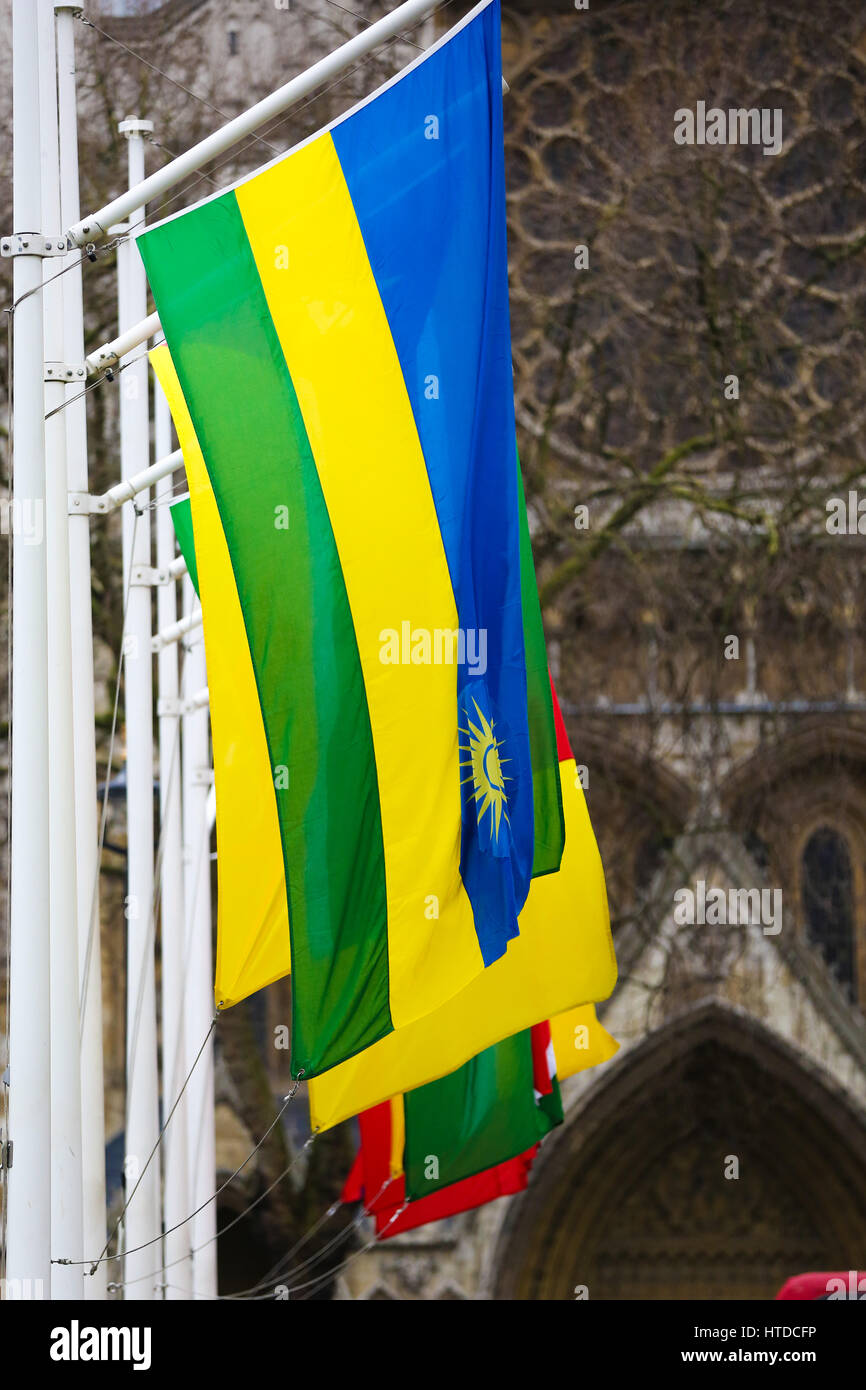 Parliament Square. London, UK. 10th Mar, 2017. Flags of the ...