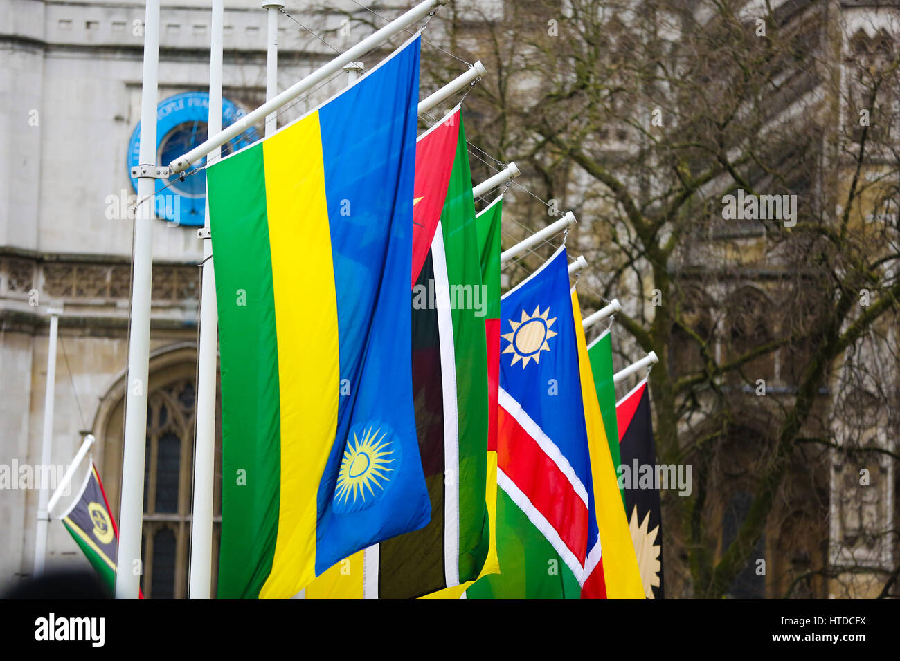 Parliament Square. London, UK. 10th Mar, 2017. Flags of the ...