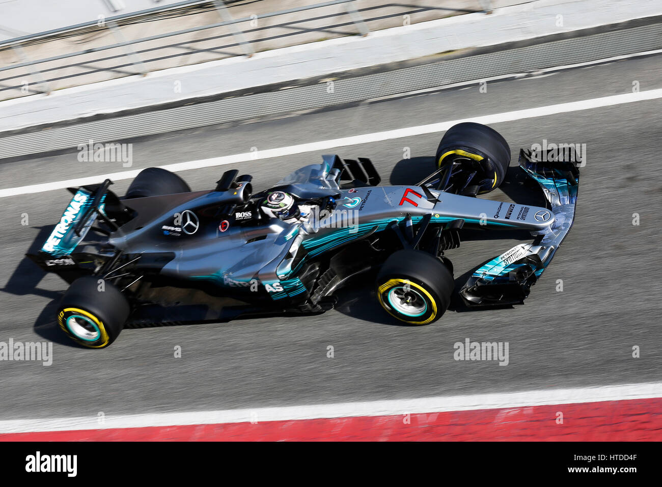 Barcelona, ESPANA - MARCH 09, 2017: Mercedes top view during the ...