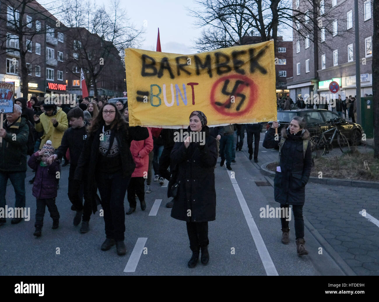 Hamburg, Germany. 10th Mar, 2017. Demonstrators protesting with anti ...