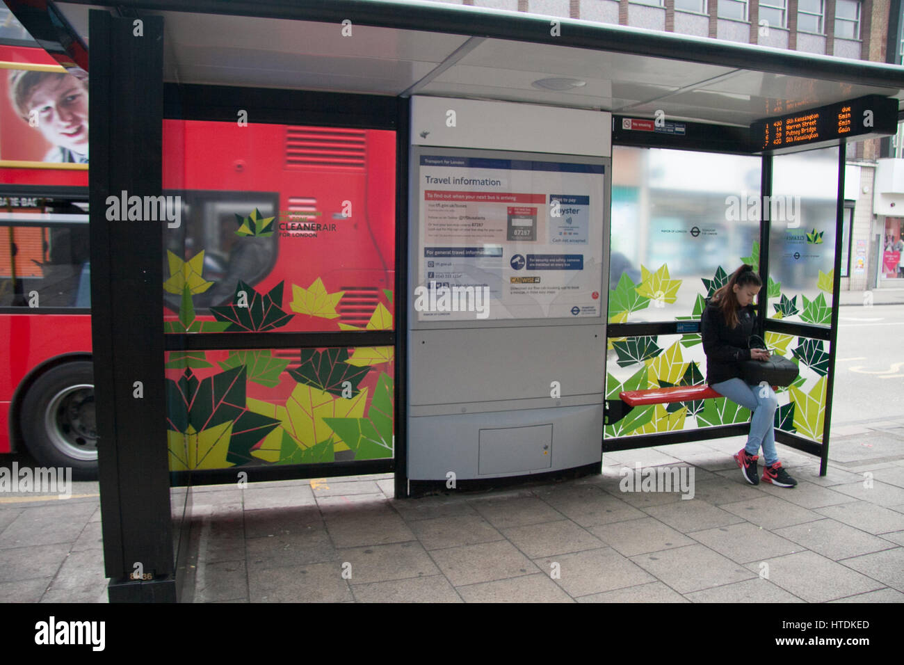 Putney London, UK. 11th Mar, 2017. London first green bus zone is up ...