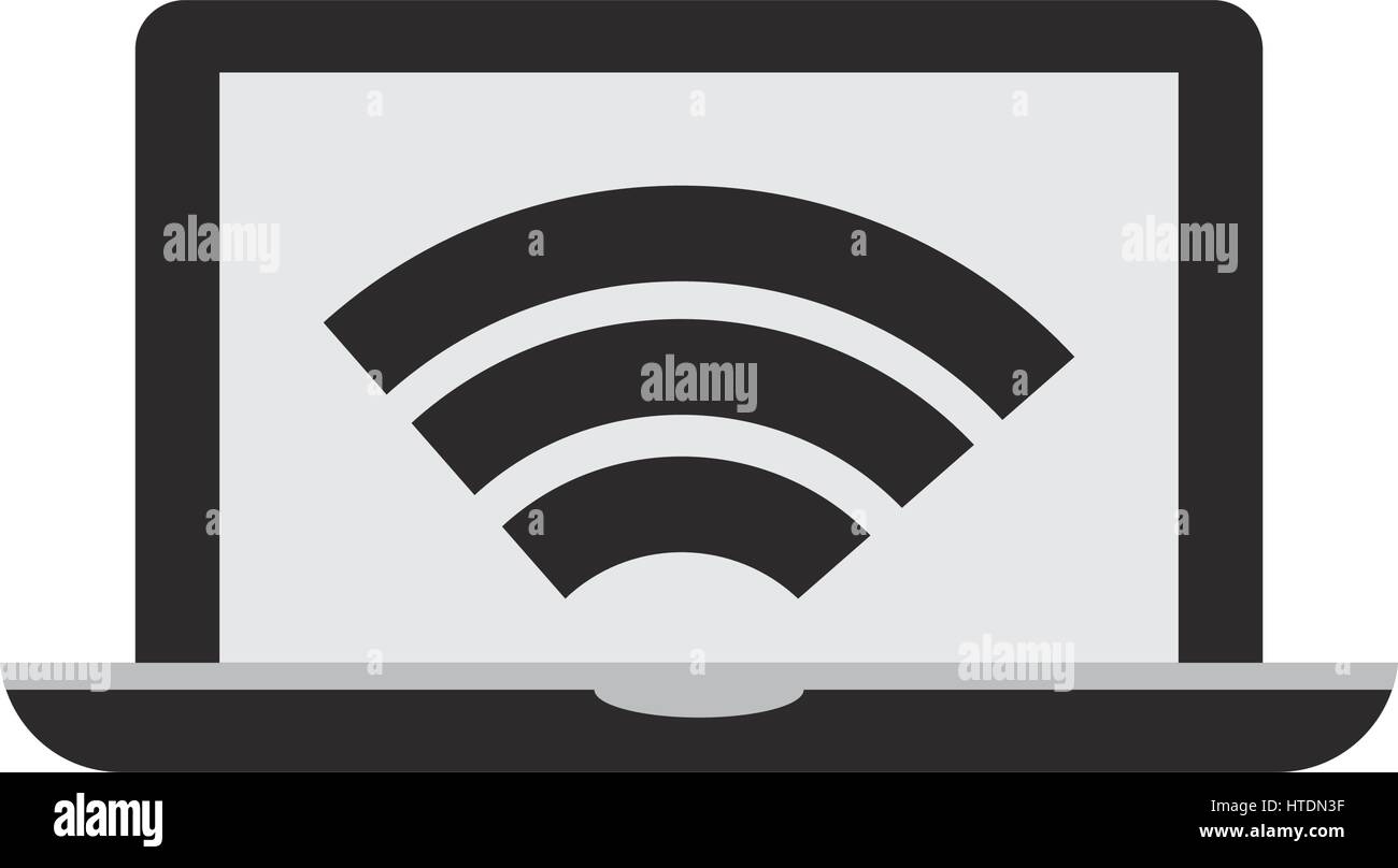 Laptop connected to wifi Stock Vector Image & Art - Alamy