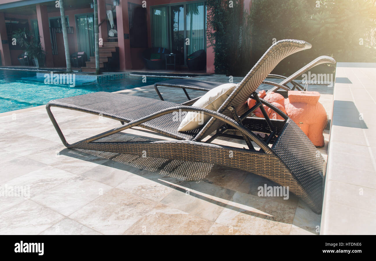 pool bed in hotel resort swimming pool - Filter effect Stock Photo - Alamy