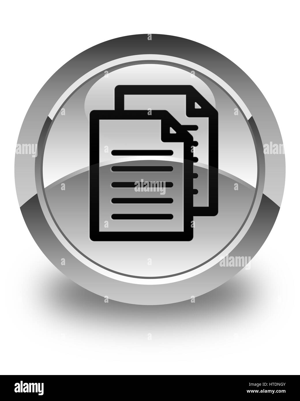 Documents icon isolated on glossy white round button abstract ...