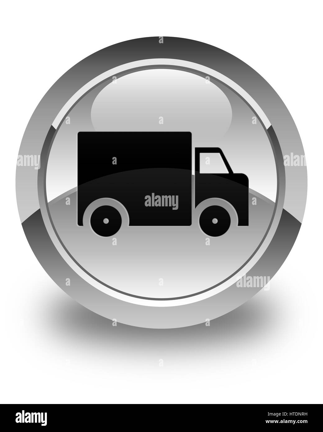 Delivery truck icon isolated on glossy white round button abstract ...
