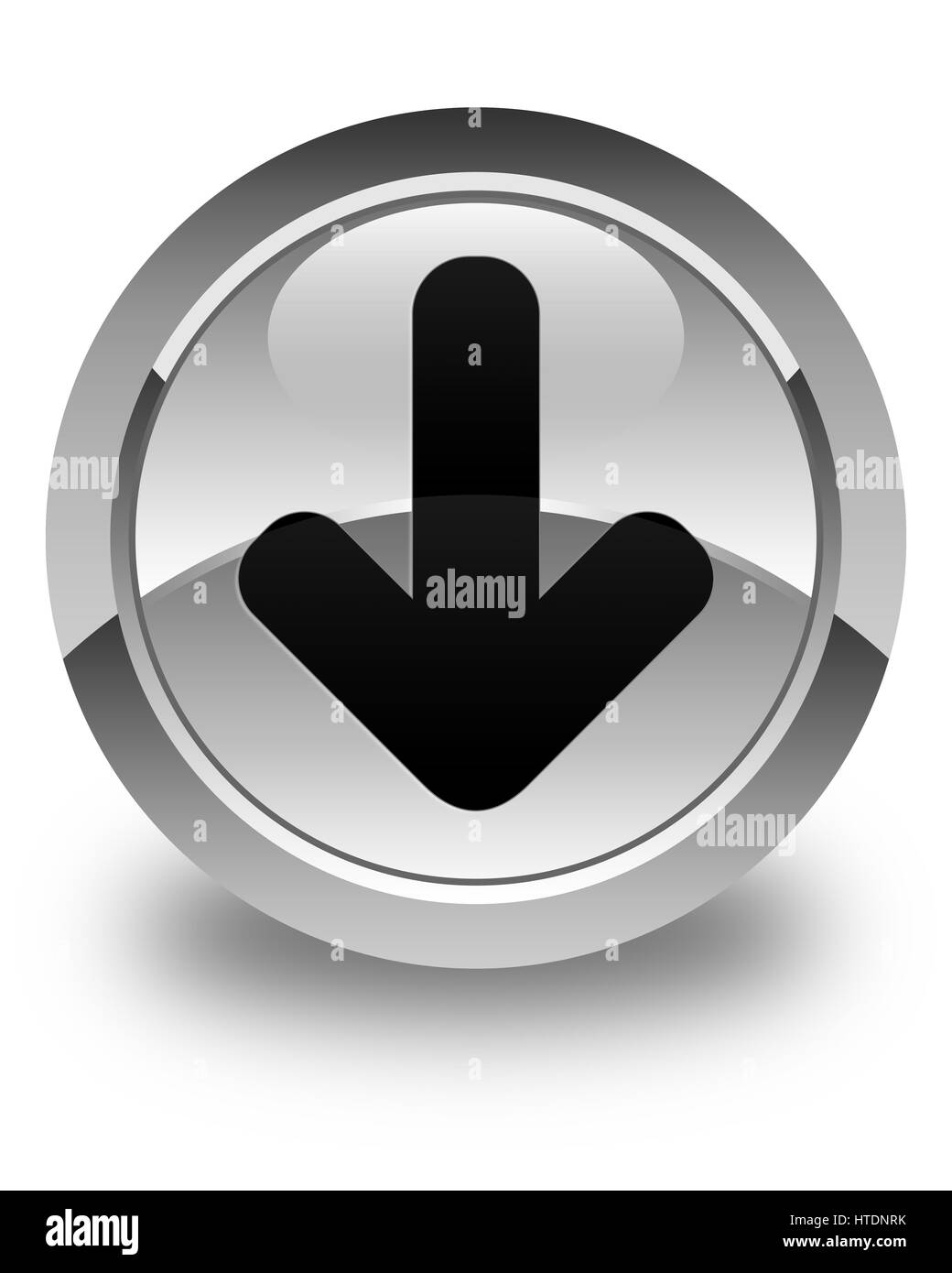 Download arrow icon isolated on glossy white round button abstract ...