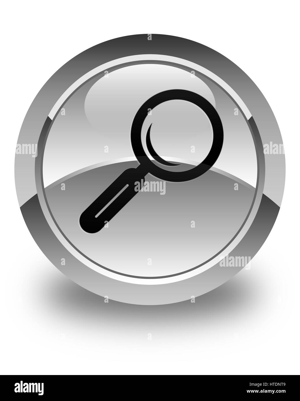 Magnifying glass icon isolated on glossy white round button abstract ...