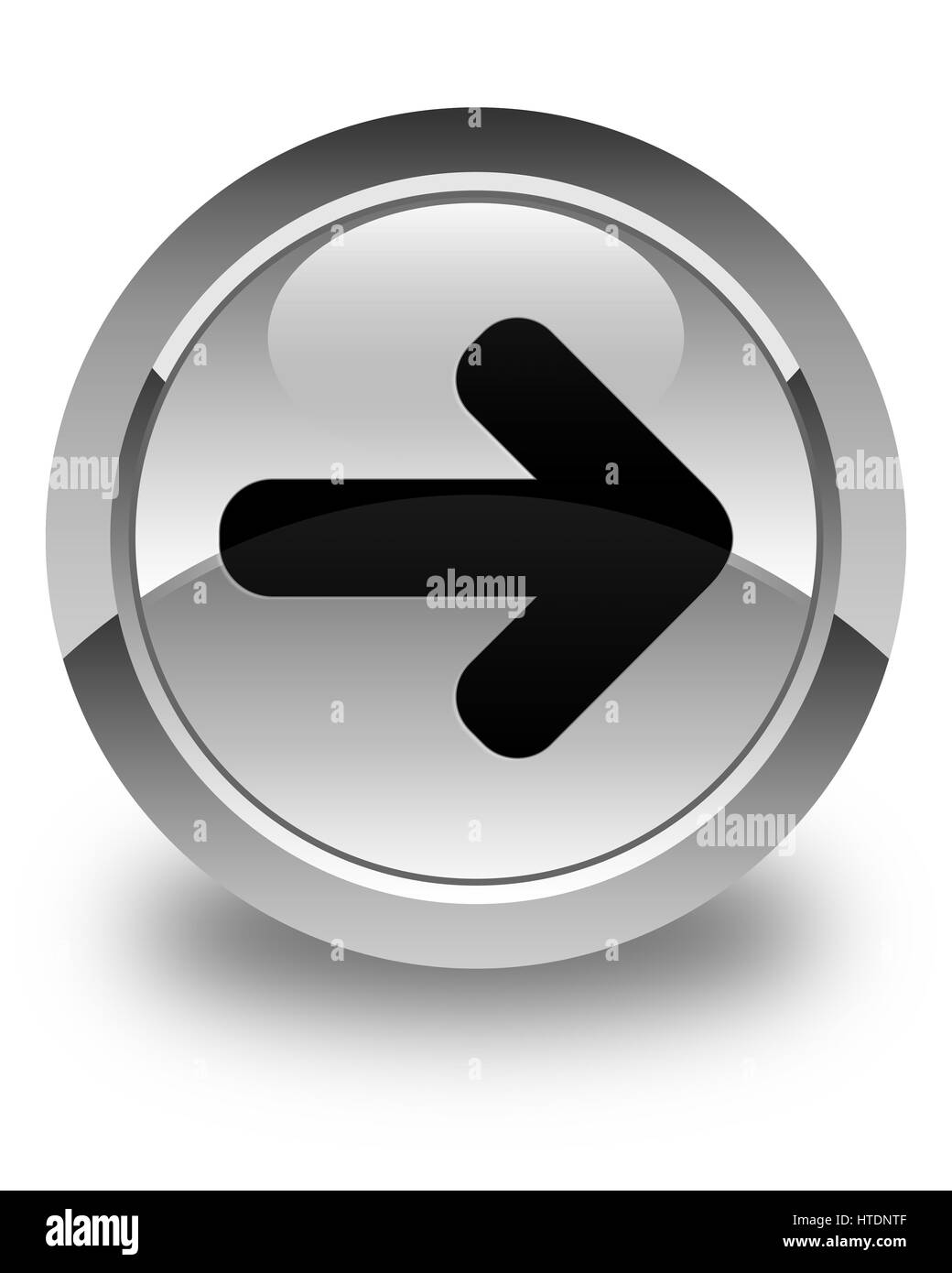 Next arrow icon isolated on glossy white round button abstract ...