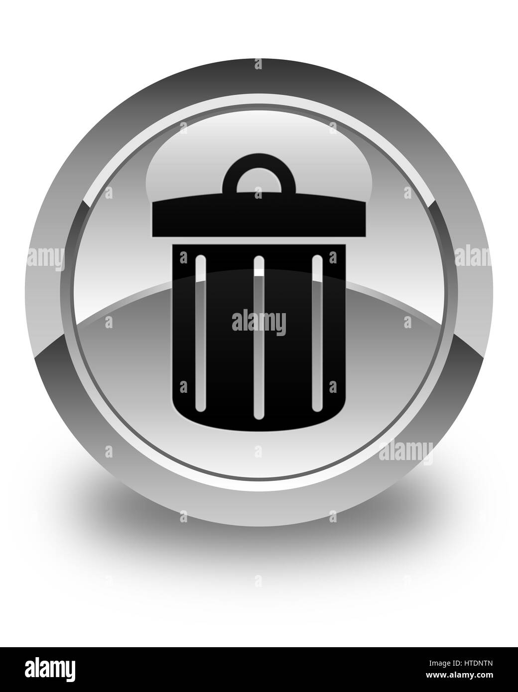 Recycle bin icon isolated on glossy white round button abstract ...