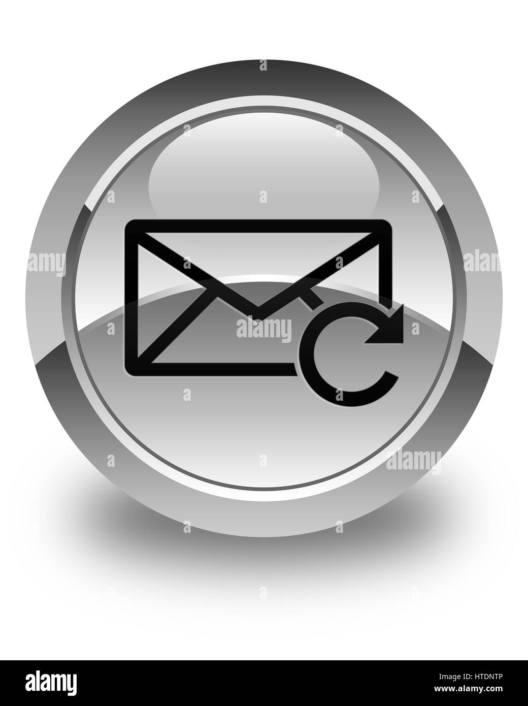 Refresh email icon isolated on glossy white round button abstract ...