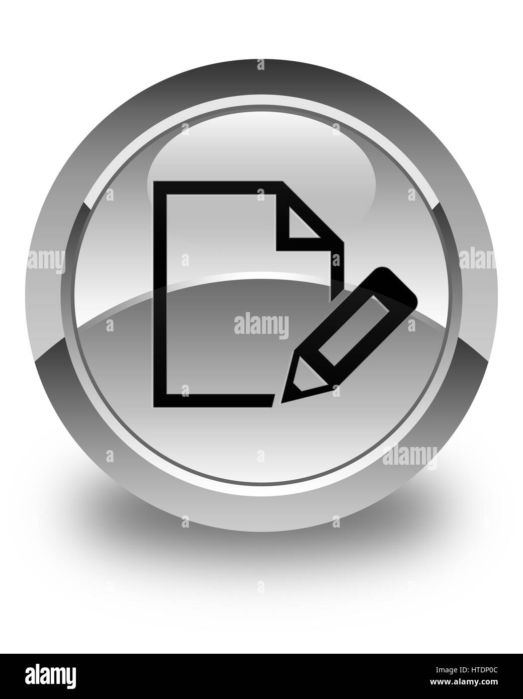 Edit document icon isolated on glossy white round button abstract ...