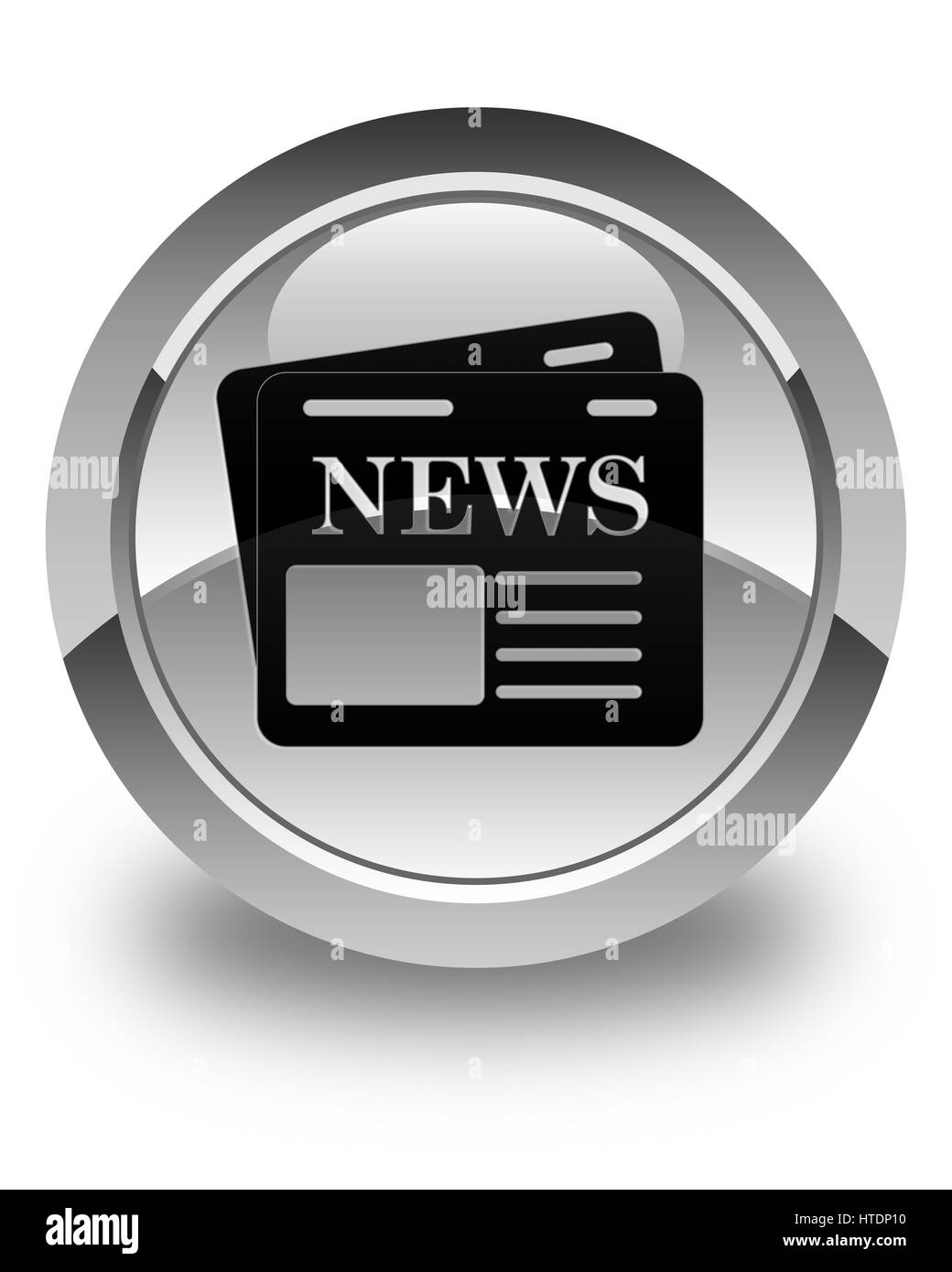 Newspaper icon isolated on glossy white round button abstract ...