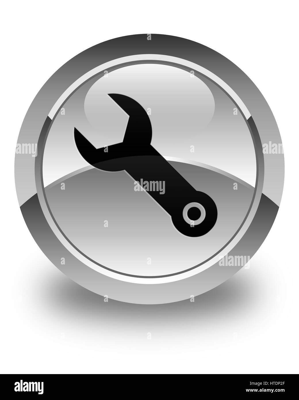 Wrench icon isolated on glossy white round button abstract illustration ...