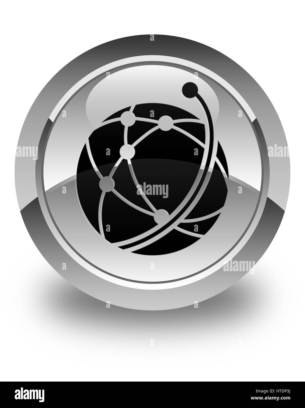 Global network icon isolated on glossy white round button abstract ...
