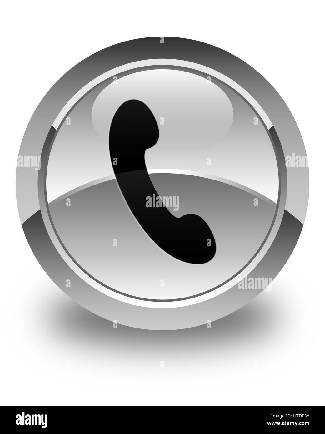 Phone icon isolated on glossy white round button abstract illustration ...