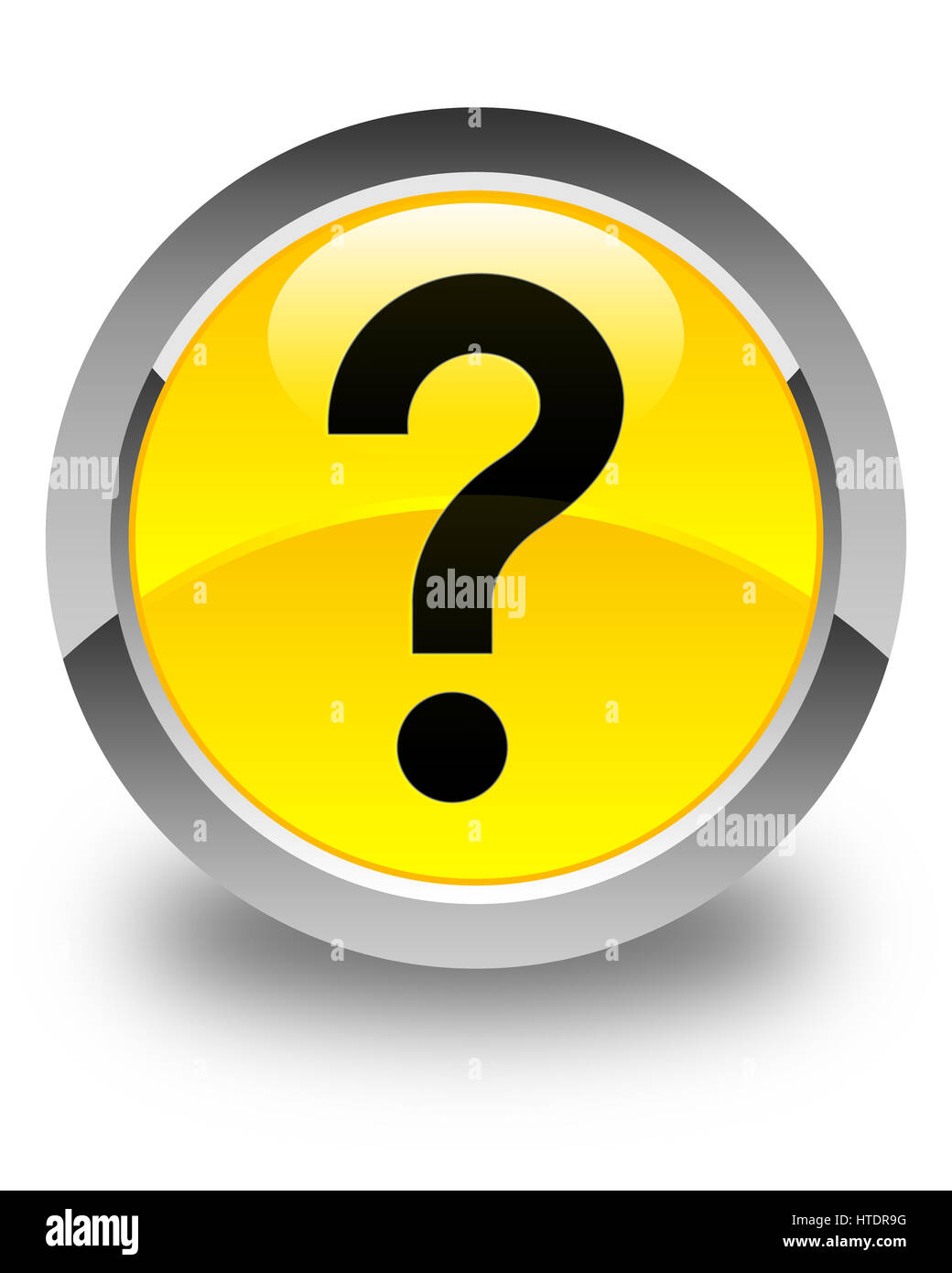Question mark icon isolated on glossy yellow round button abstract ...