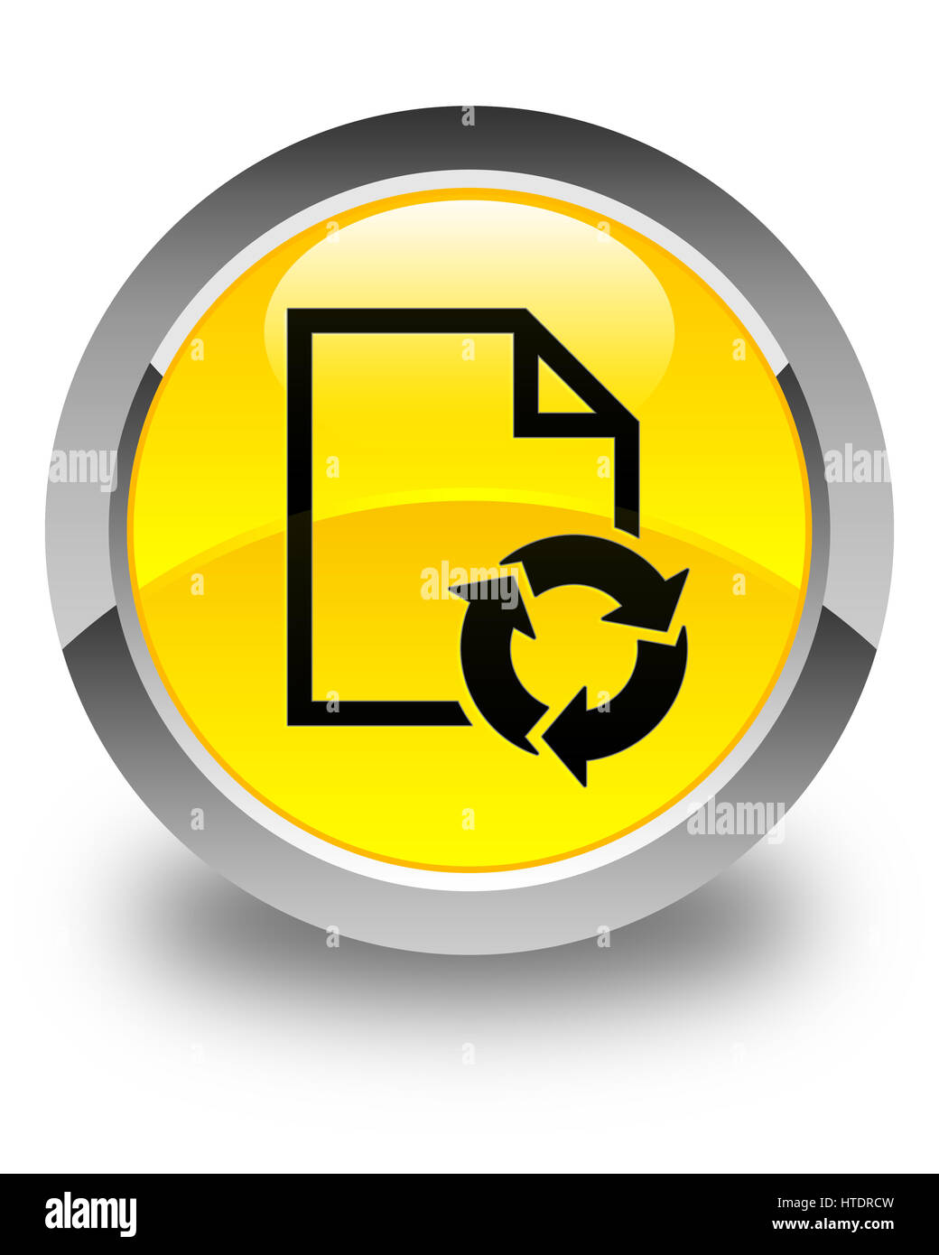 Document process icon isolated on glossy yellow round button abstract ...