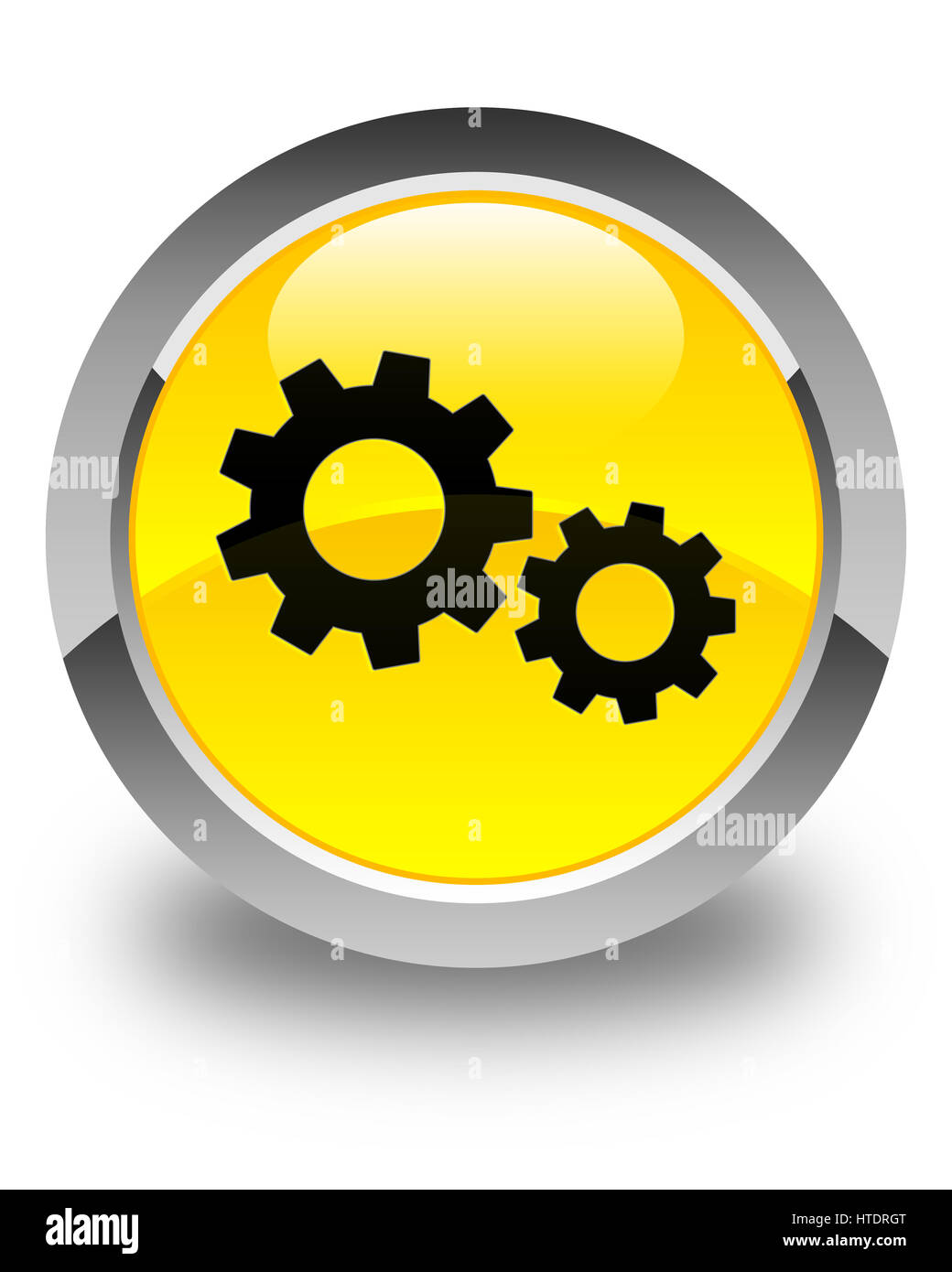 Process icon isolated on glossy yellow round button abstract ...