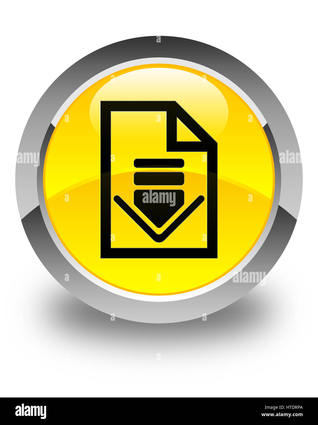 Download document icon isolated on glossy yellow round button abstract ...