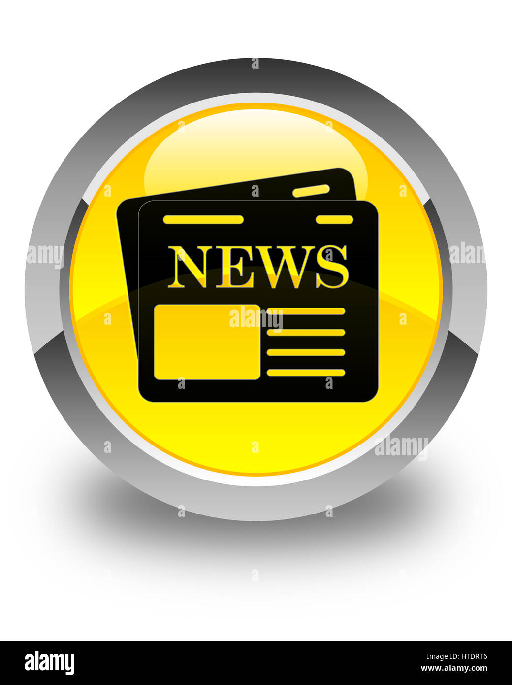 Newspaper icon isolated on glossy yellow round button abstract ...