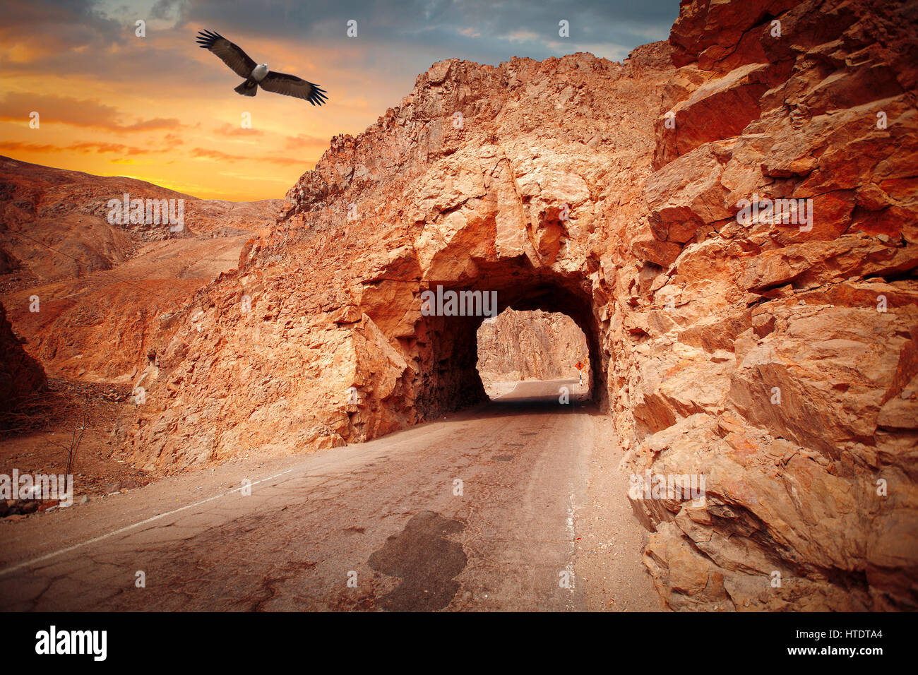 way through the cave in the mountain. The Andes, the Atacama, Peru ...