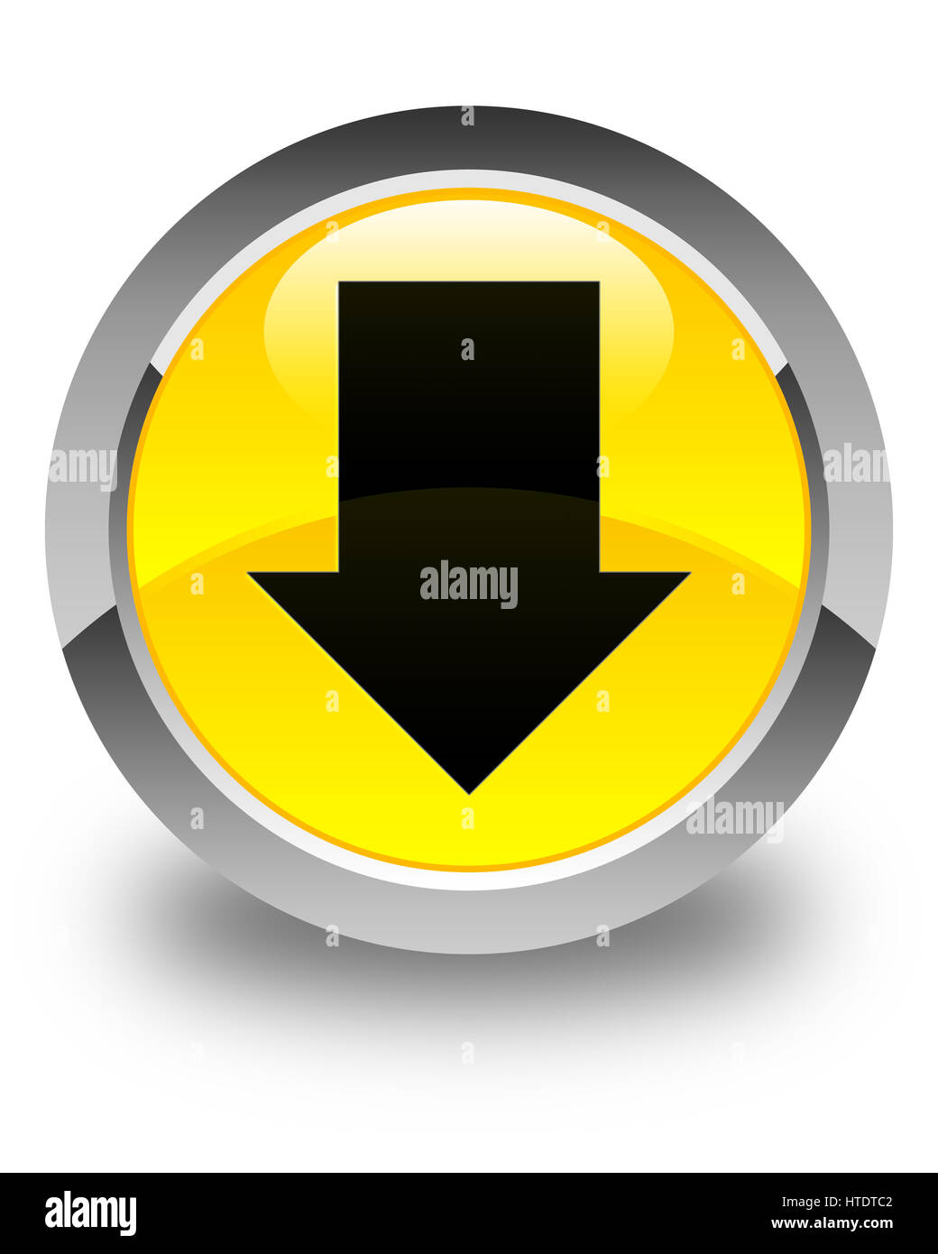 Download arrow icon isolated on glossy yellow round button abstract ...
