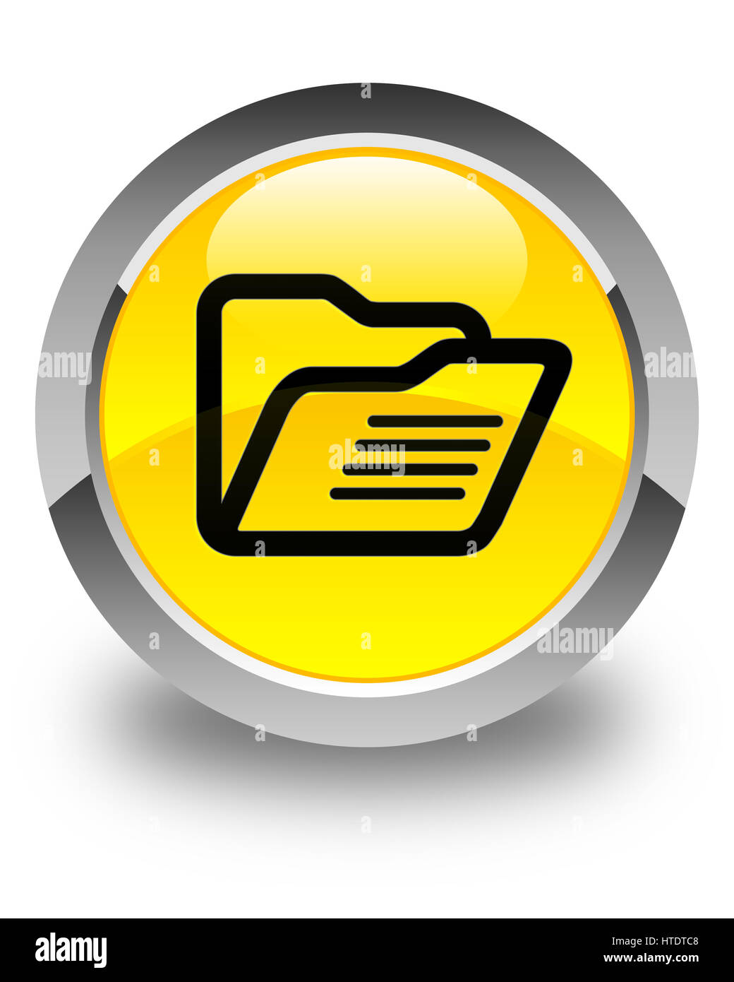 Folder icon isolated on glossy yellow round button abstract ...