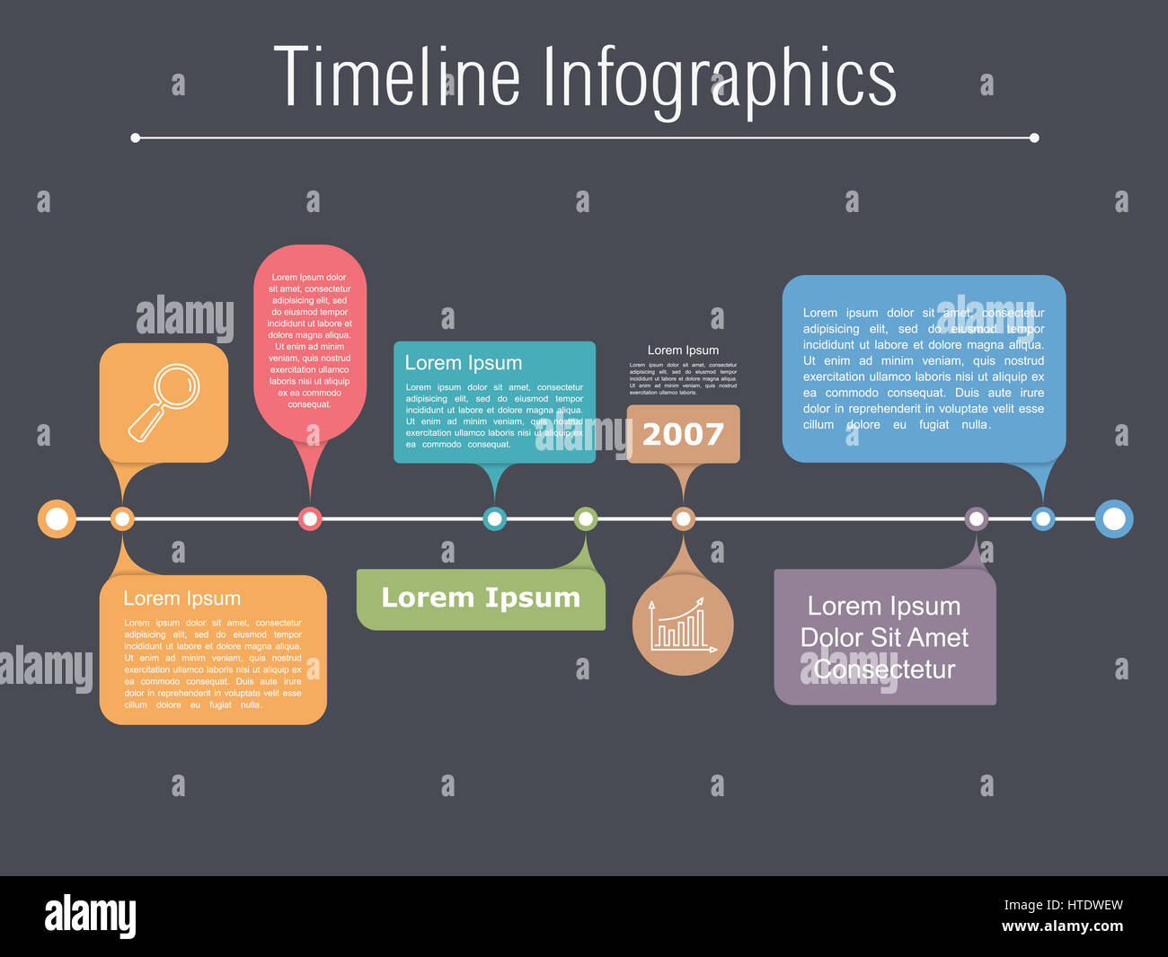 Timeline infographics template with different elements for your ...