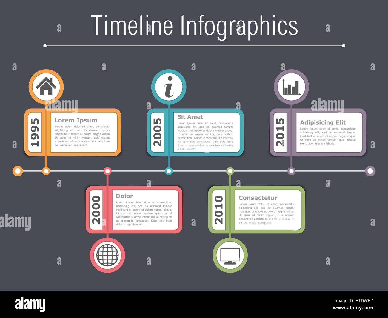 Horizontal timeline infographics design template Stock Photo - Alamy