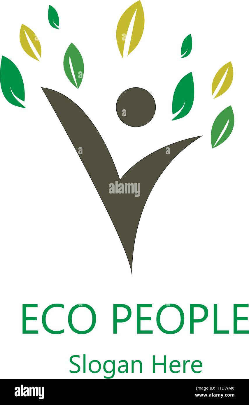 Eco people . people tree icon with green leaves Stock Vector Image ...