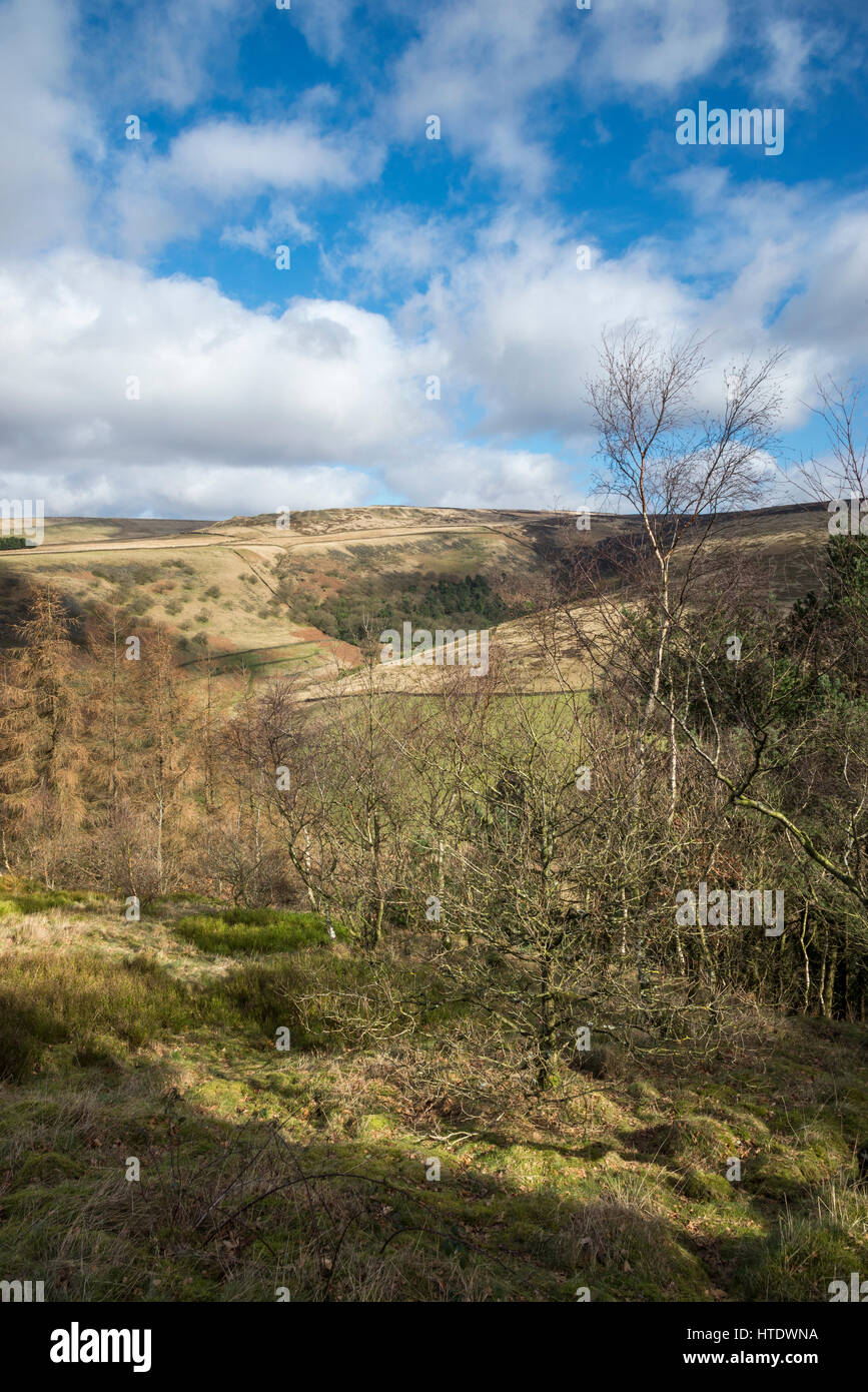 Beautiful hilly scenery around Shire Hill near Glossop, Derbyshire ...