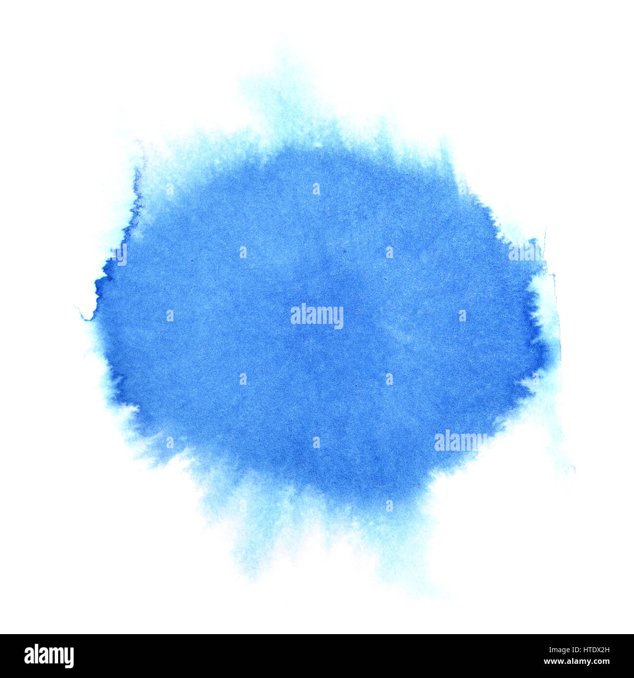 Blue watercolor round stain. Abstract background. Space for your own ...