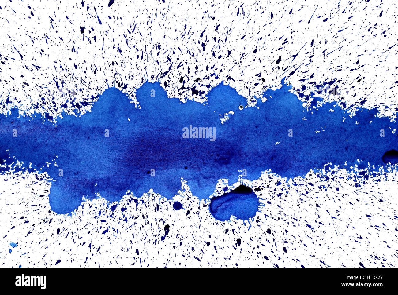 Blue ink line with splashes. Grunge abstract background. Raster ...