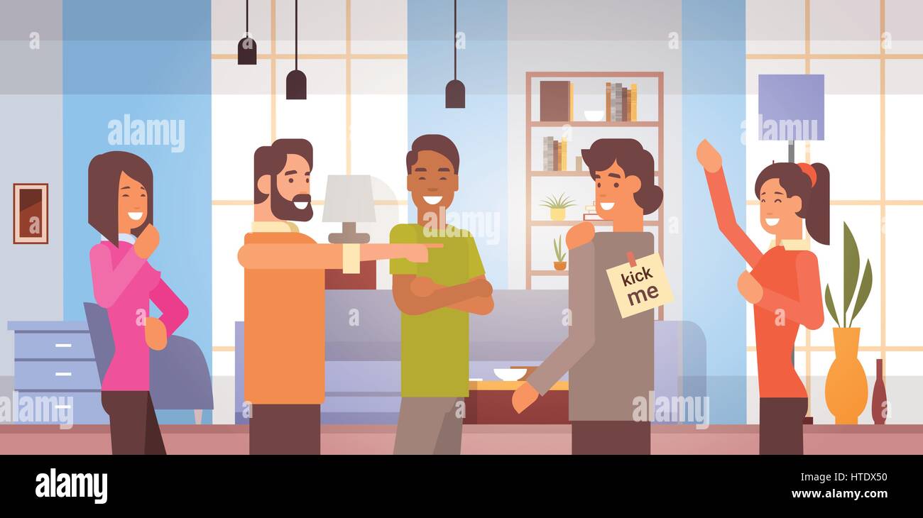 People Group Celebrating Fool Day April Holiday Greeting Card Banner ...