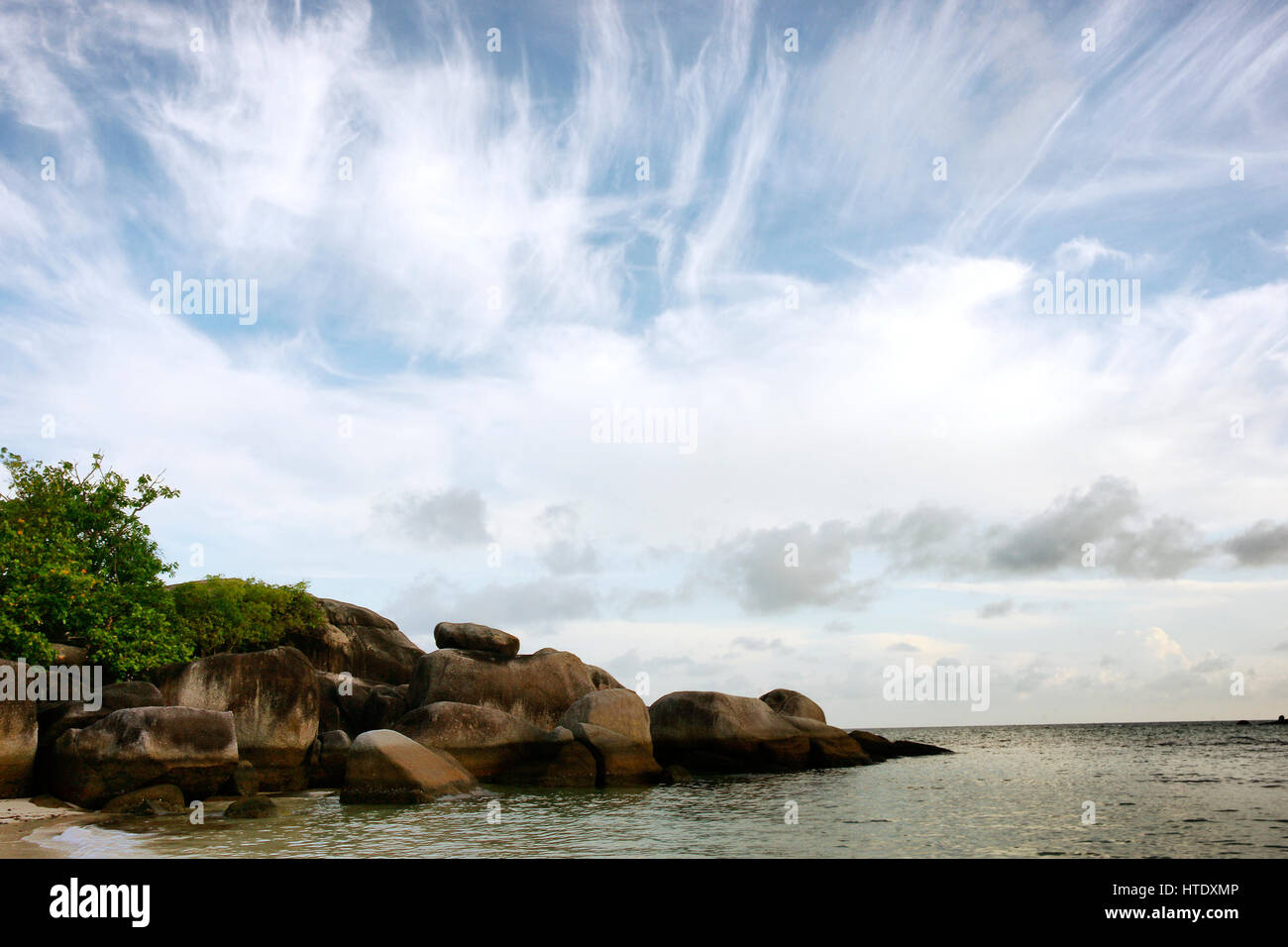 Natural rock formation in the sea at the beach in Belitung Island in ...