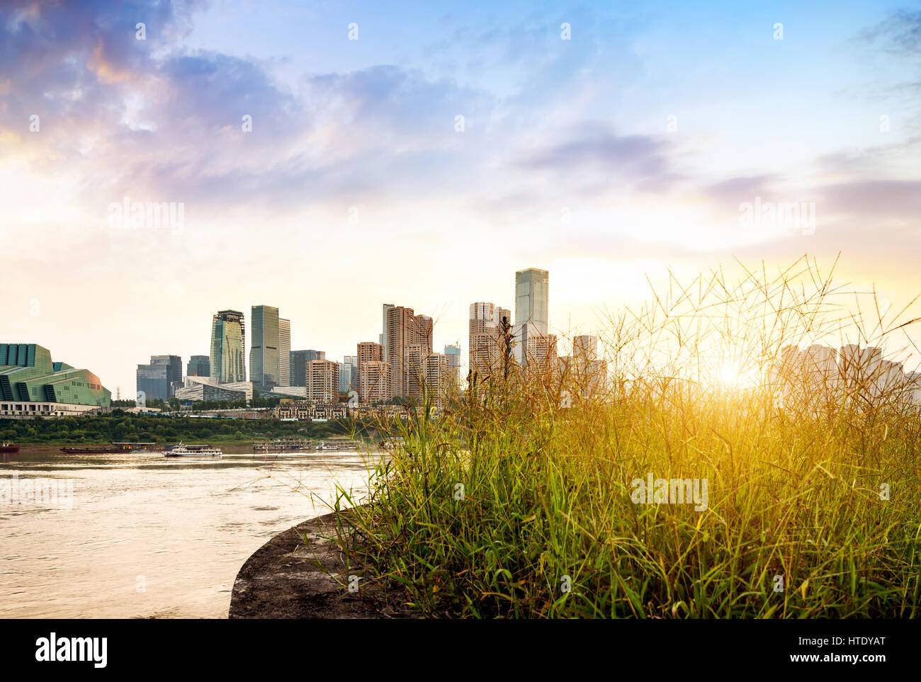 Chongqing, China downtown city skyline over the Yangtze River Stock ...