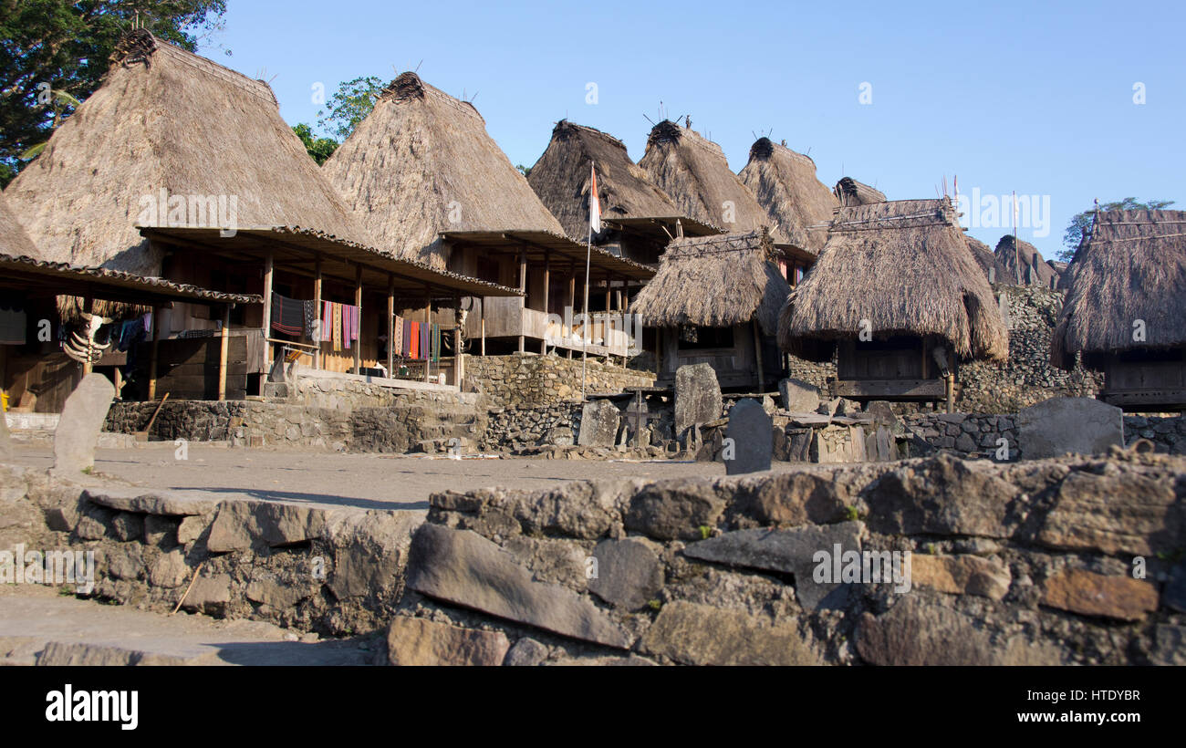 Bena a traditional village with grass huts of the Ngada people in ...